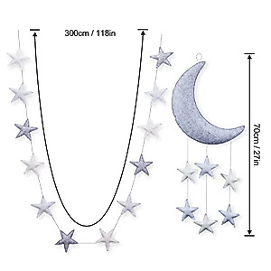 Moon and Stars Nursery Decor - Two Baby Wall Decorations for Nursery Hanging Moon Nursery Wall Decor and Separate Star Wall Baby Decor for Nursery Star Baby Nursery Garland