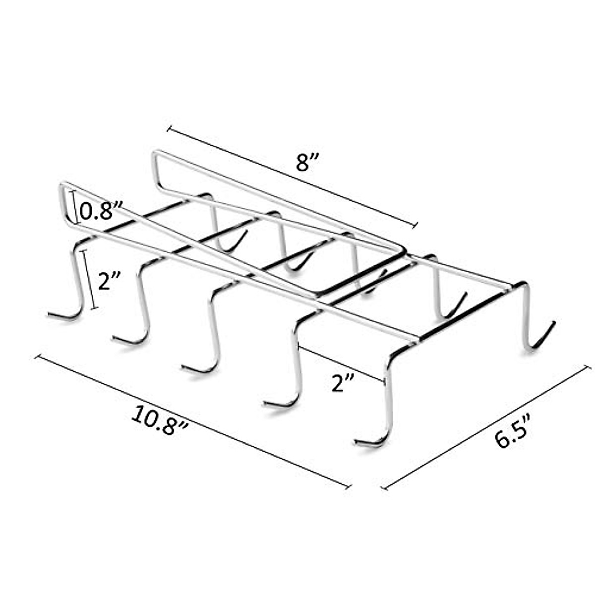 bafvt Coffee Mug Holder - 304 Stainless Steel Cup Rack Under Cabinet, 10Hooks, Fit for The Cabinet 0.8" or Less
