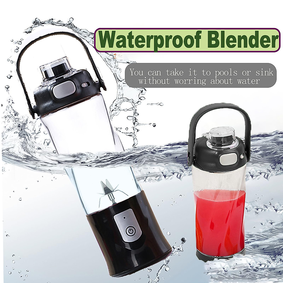 Portable blender 20oz 580ml,Personal blenders for smoothies and crush ice,270W Powerful Portable Mini Blender Cup with Travel Lid and USB Rechargeable for Offic e, Gym, Kitchen (Black)