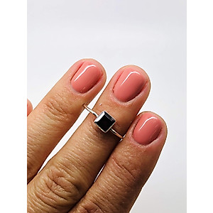 Koral Jewelry Square Garnet Stone Delicate Ring 925 Sterling Silver Vintage Boho Chic (6)