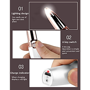 2 in 1 Eyebrow Trimmer Facial Hair Remover Electric Razor for Women Pubic Hair Bikini Shaver Epilator for Face Peach Fuzz Lips Painless Rechargeable Portable