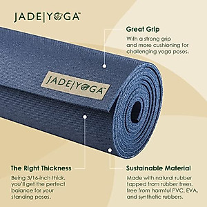 JadeYoga Harmony Yoga Mat - Durable & Thick Gym Fitness Mat, Non-Slip Natural Rubber Yoga Mat - Home Exercise & Stretching Mat, Workout Mat- Yoga, Pilate & Meditation Women & Men (Midnight Blue, 68'')