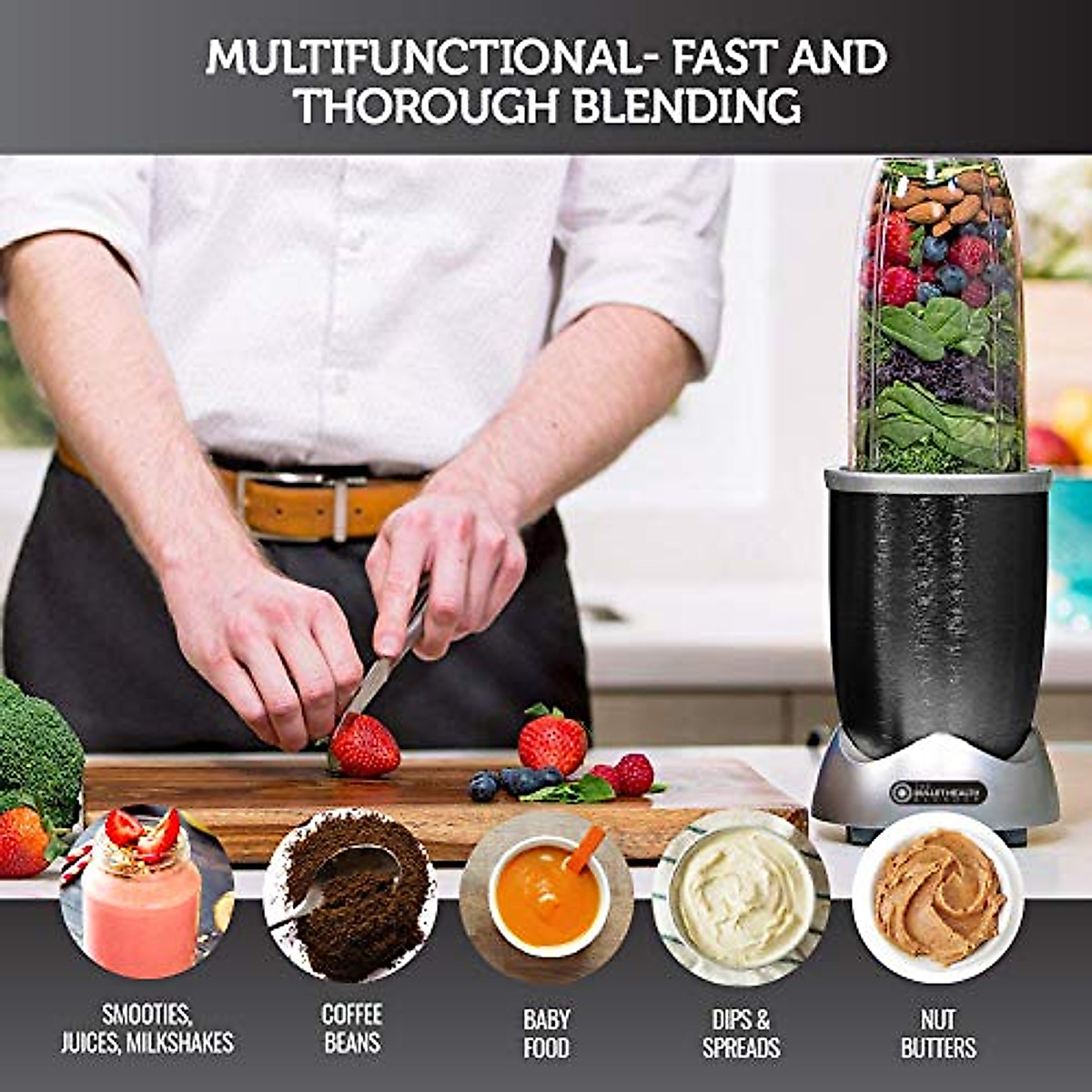 Bullet Blender Combo Mixer with 250W High Speed Fruit Vegetable Juicer Blender Coffee Grinder Blending & Grinding Blades with BPA free Tritan Travel Bottles for Frozen Fruit, Baby Food Spices Black