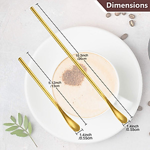 6 Pieces 304 Stainless Steel Coffee Stir Sticks Drink Stir Spoons Cocktail Tea Stirring Spoons Beverage Stirrer Spoons with 2 Long Handle and 4 Short Handle for Home, Kitchen, Office
