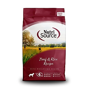 NutriSource Dog Food, Made with Beef and Brown Rice, Wholesome Grains, 5LB, Dry Dog Food