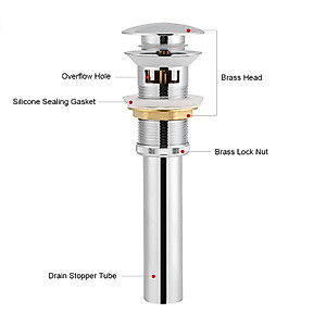 Bathroom Sink Drain Vessel Up Sink Drain Brushed with Overflow for Kitchen Bathroom