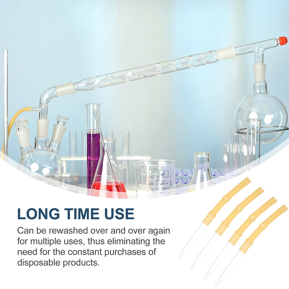 iplusmile 4pcs Alkaline Burette Glass Dropper Lab Liquid Transfer Pipette with Hose Labs Alkaline Burette Replacement Part for Home Shop