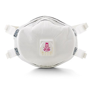 3M Disposable Particulate Cup Respirator 8293 P100 with Cool Flow Exhalation Valve, Adjustable Buckle Straps and Noseclip, Face Seal, Individually Packaged