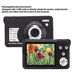 Jopwkuin HD Digital Camera, Digital Camera 2.7K 48MP Rechargeable Data Transmission Plastic Metal Built in Fill Light for Selfie