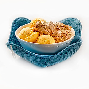 Microwave Bowl Cozy Huggers Set of 4 – Durable and Reliable – for Hot and Cold Bowls, Plates and Dishes Bowl Holder for Microwave – Bowl Cozies Ideal Household Gift by Sheff Store (Blue)