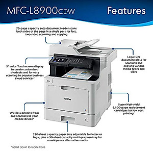 Brother MFC-L8900CDW Business Color Laser All-in-One Printer, Amazon Dash Replenishment Ready