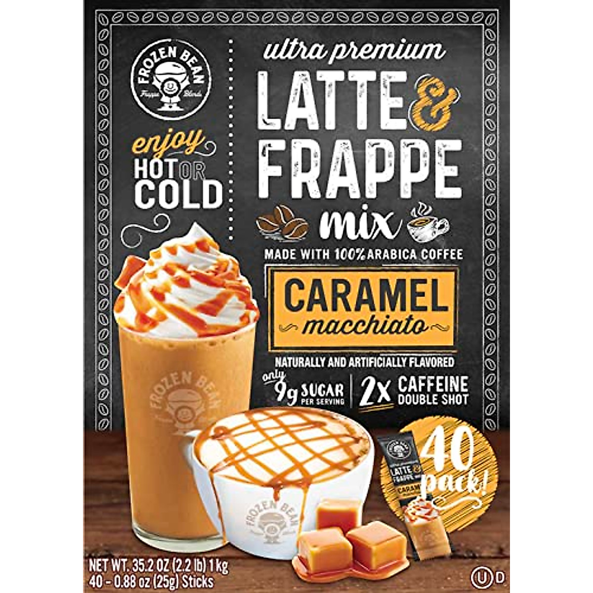 Frozen Bean Ultra-Premium Caramel Macchiato (Lightened) Latte & Frappe (40 Pack)