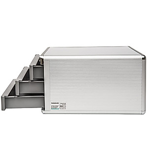 LEYT Flat File Cabinet Storage, Desktop Drawer Cabinet, 3 Drawers Aluminum Alloy Storage Drawers Desk Storage, A4 Office Box with Lock.