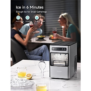 HiCOZY Ice Maker Countertop,Ice in 6 Mins, 24 lbs/Day, Portable & Compact Gift with Self-Cleaning,for Apartment/Under Cabinet/Kitchen/Office/Camping/RV/Home Bar （Light Black）