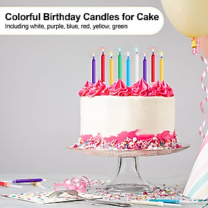 Phinus 18pcs Colorful Flame Birthday Candles, 2.2in Colorful Birthday Candles for Cake, Birthday Candles Colorful Candles Holders Included