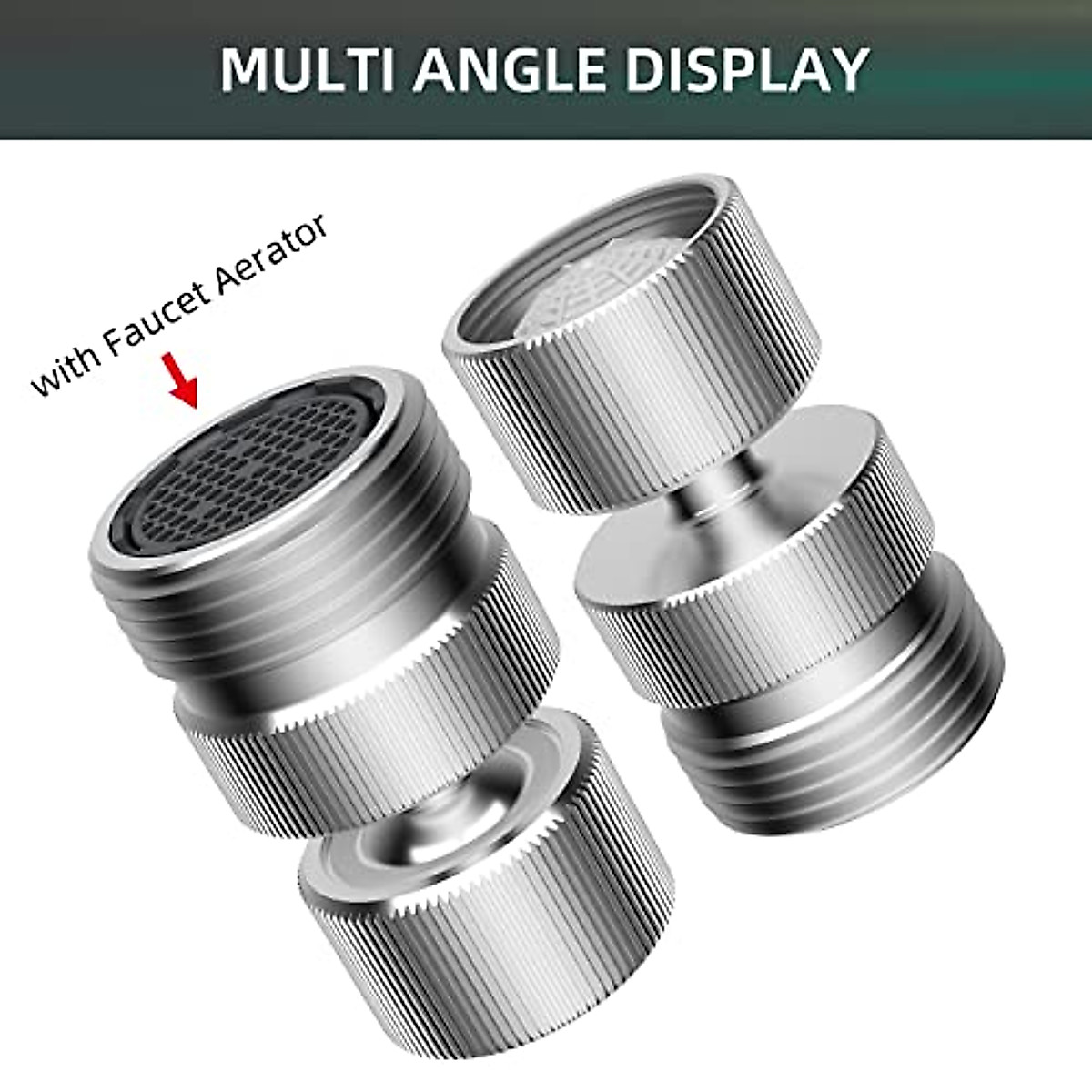 iFealClear Sink Faucet Adapter, Faucet Aerator Adapter to Garden Hose with 360 Degree Swivel Ball Joint, Female 55/64-Inch Sink Aerator, Garden Hose with Adapter Male to Male/Female to Male, Chrome