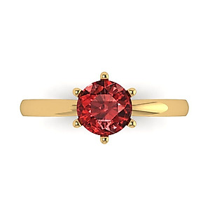 Clara Pucci 1.0 ct Round Cut Solitaire Natural Garnet Bridal Designer Anniversary Engagement Ring in 14k yellow Gold