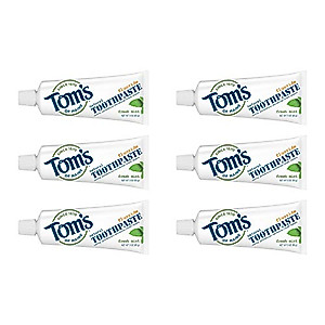 Tom's of Maine Travel Size Anticavity Fresh Mint Toothpaste, 3 oz. 6-Pack (Packaging May Vary)
