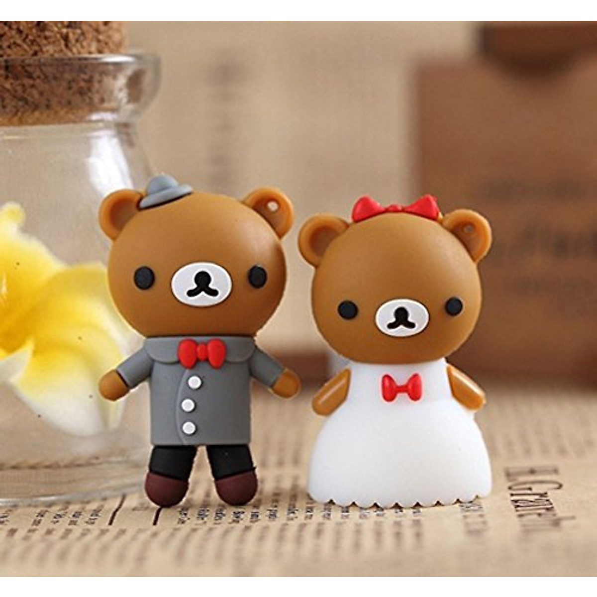 A Plus+ 10 Pairs Thumb Drive 16GB Wedding Bear USB Flash Drive Cute Bear USB Stick 16GB for Wedding