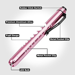 Trauma Shears, RISEMART Medical 7 1/4" Titanium-Bonded EMT Bandage Scissors and LED Pen Light with Pupil Gauge for Surgical Nursing Purposes(Gold and Silver)