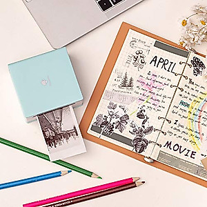 Phomemo Pocket Printer - M02 Mini Bluetooth Wireless Sticker Printer, Compatible with iOS & Android, Thermal Mobile Printer for Fun, memo, to-do List, Work Notes, DIY Journal, Green