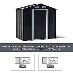 FIZZEEY 6' x 4' Outdoor Storage Shed Metal Garden Sheds w/Lockable Doors for Backyard Patio Lawn, Black