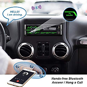 Single Din Car Stereo Receiver with Touch Screen, Car MP3 Multimedia Player USB/SD/AUX Input, Car Audio Bluetooth and Hands-Free Calling,FM Radio,Built-in Microphone,with Double USB Port
