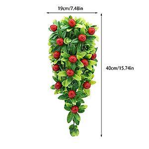 Okngr 1 Pcs Artificial Hanging Plant with Fruits, 15.74 Inch Plastic Fake Greenery Vine Hanging Garland Decorative Hanging Flowers for Home Kitchen Garden Office Wedding Wall Indoor Outdoor Decor