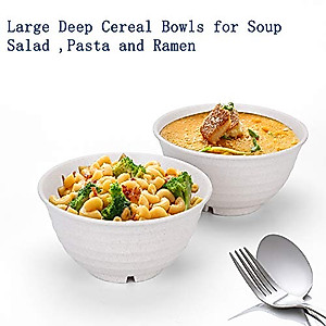 Homestockplus Unbreakable Cereal Bowls 30 OZ Ramen Bowl Microwave and Dishwasher Safe BPA-Free Eco-Friendly Deep Soup Bowl for Cereal, Salad, Soup, Rice（NOT CERAMIC） [Set of 8]