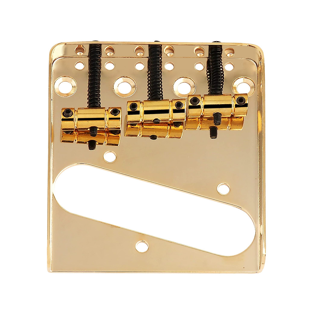 Bogart Guitar Bridge Tailpiece 3 Pcs Zinc Saddles Bridge for Vintage Tele Telecaster Style Electric Guitar Parts Top or Bottom Load Ashtray Style Gold.