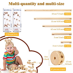 Zhanmai 2 Sets 120 Pieces Wooden Building Blocks Toys Kids Wooden Toys Educational Natural Wood Toys Learning Wooden Blocks Different Sized Toy Building Sets