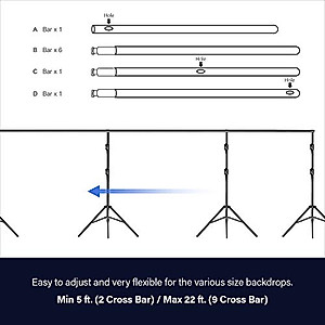 LimoStudio (Heavy Duty) 20 ft. Wide x 10.3 ft. Tall Backdrop Stands, High Stability with 1.45" Thick Pole, Adjustable Width & Length, Background Support System Kit with Super Spring Clamps, AGG2280