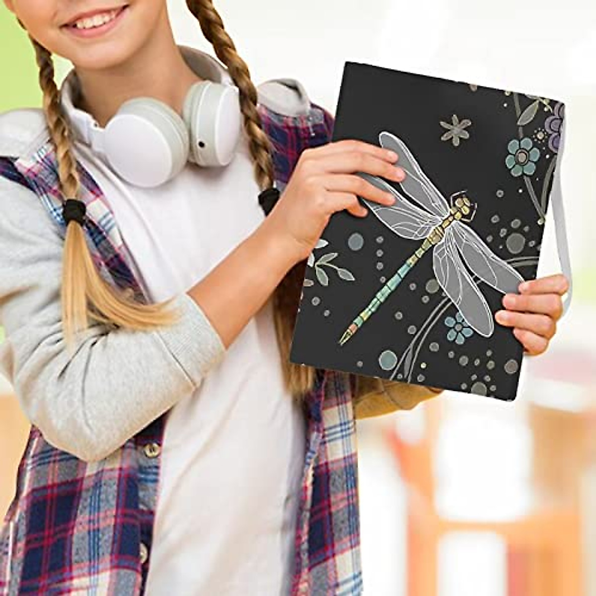 KUIFORTI Novelty Dragonfly Book Covers for Paperback,Book Protector Boys Girls Textbook Notebook Pouch Sleeves 9 * 11 Inch Book Cover Paper Decorative for Home School Office