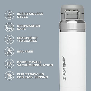 Stanley Quick Flip GO Water Bottle 24 oz | Push Button Lid | Leakproof and Packable for Travel and Sports | Insulated Stainless Steel | BPA-Free | Pomelo