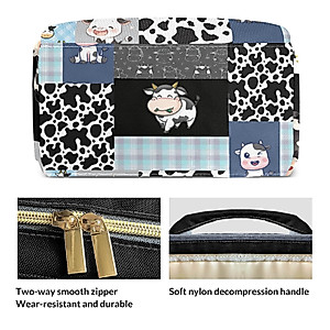 XOZOTY Cute Cow Print Pattern Patchwork Personalized Diaper Bag Backpack Name Custom Mommy Nappy Baby Bag Daypack for Mom Dad Gifts