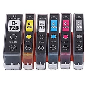 Ink Cartridge,ABS Printer Cartridge with Ink for PIXMA IP4870 IP4970 IX6560 Printer (BK BK C M Y GY 6 Colors)