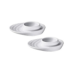 Küchenprofi Set of 2 Egg Cups with Oval Base, White Porcelain Egg Holders for Hard or Soft Boiled Eggs, 3.5-Inch by 4-Inch