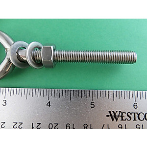 US STAINLESS 2 Pieces Stainless Steel 316 M8 Eye Bolt 8mm x 60mm (5/16" x 2 3/8") Marine Grade Pitch of 1.25