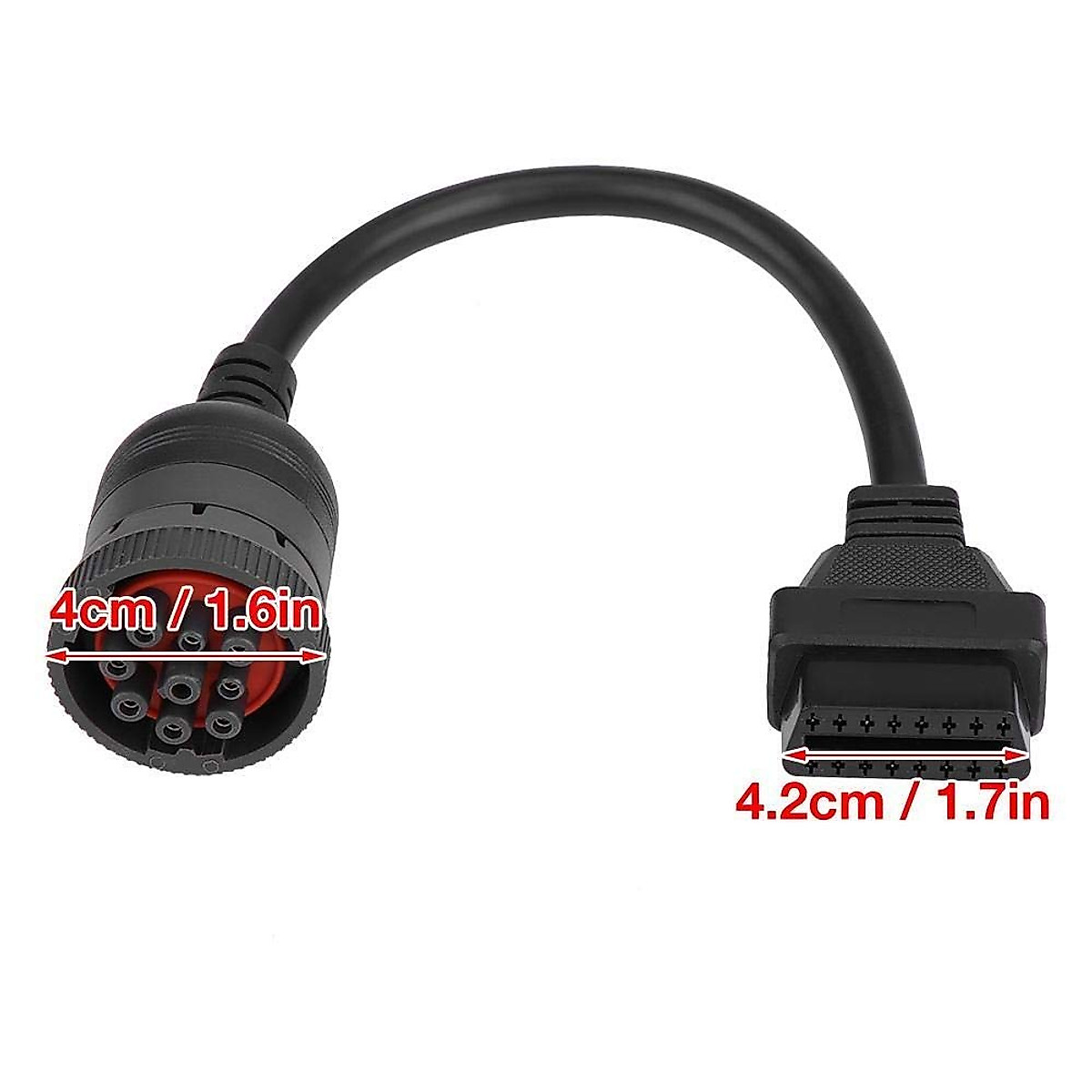 Maxmartt Obd2 9 Pin Adapter,Truck Diagnose Interface Female 16 Pin OBD2 9 Pin Adapter Cable for Automotive Diagnostic Tool