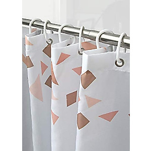 SUMGAR Mothers Day Shower Curtain Pink Love Rose Gold Shower Curtains for Bathroom, Cute Elegant Girl Bath Stall Decoration Geometric Shower Curtains Set with Hooks, 72 x 72 inch