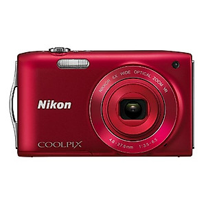 Nikon COOLPIX S3300 16 MP Digital Camera with 6x Zoom NIKKOR Glass Lens and 2.7-inch LCD (Red)
