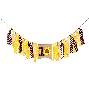 Rainlemon Sunflower Boy Girl 1st Birthday Party Highchair Banner Summer High Chair Bunting Garland Decoration