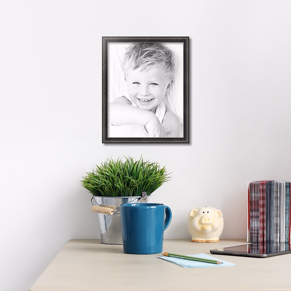 ArtToFrames 16x20 Inch Black Picture Frame, This 1.25 Inch Custom Poster Frame is Antique Black - Comes with Economy Acrylic and Corrugated Backing (WOM5106-16x20)