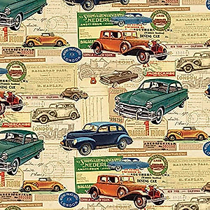 Kartos Classic Cars Italian Wrapping Paper, Folded