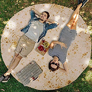 JpGdn Burrito Tortilla Blanket, Mexico Wrap Throw Blanket Round Novelty Tortilla Wrap Egg Roll Carpet for Adults and Kids to be a Giant Human Burrito Flannel Fleece (Blanket-B, 180cm(70in))