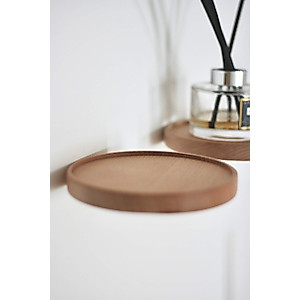 anaan Coracle Floating Shelf Wood Round Wall Mounted Showcase Wall Shelf Hanging Planter Storage Wooden Shelf for Plants Photo Candle Invisible Wall Decoration Design Set of 2 (Diameter Ø5.9 inch)