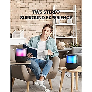 50W Subwoofer Bluetooth Speaker, Night Lights Speaker with Beat-Driven Light Show, True Wireless Stereo Pairing/Aux/TF Card, 24Hrs Playtime, Punchy Bass Loud for Party Home, Decoration Gift Lamp