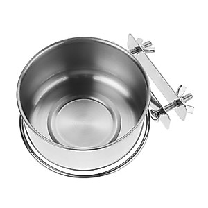 Sosoport Wall Mounted Dog Bowl Dog Bowls with Clamp Holder Small Cat Dishes Bird Feeder Cage Hanging Pet Bowl Puppy Water Bowl Hanging Cage Dog Bowls Kennel Bowls Silver Stainless Steel