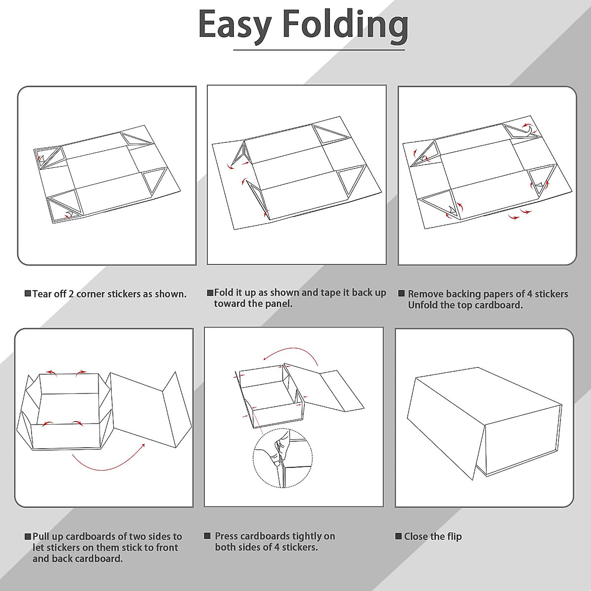 Ditwis 8x8x4 Inches Gift Box with Magnetic Closure Lid, Black Magnetic Boxes for Wedding, Groomsmen Bridesmaid Proposal, Birthdays, Mother's Day, 1 Pack