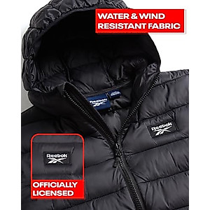 Reebok Boys’ Jacket – Water Resistant Midweight Quilted Puffer Coat – Insulated Outerwear Down Coat for Boys (4-20), Size 5-6, Black